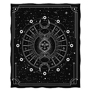 Levens Moon and Sun Blanket Gifts for Women Girls Mom, Space Psychedelic Decoration for Home Bedroom Living Room Office Dorm, Soft Comfort Lightweight Throw Blankets Black 50"x60"