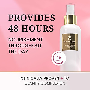 Amarose Rose Water Spray for Face - Revitalizing, Facial Toner - Rose Water for Face - Rose Water Toner - All Skin Types - Hydrating Toner - Rosewater, Face Spray, Face Mist with Hyaluronic Acid