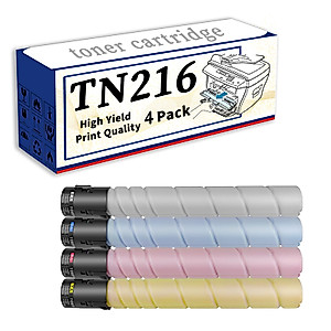High Yield TN216 Toner Cartridge Compatible Replacement for Konica Minolta Bizhub C360 C280 C220 C7722 C7728 Printer 4 Color-4 Pack