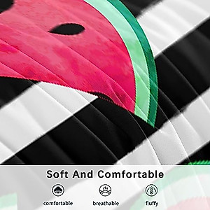 Body Pillow Cover with Zipper Closure, Super Soft and Cozy Body Pillow Case Cover Luxury Long Body Pillowcase Tropical Fruit Watermelon Pink Summer Stripe Black and White Background 20 x 54 Inches