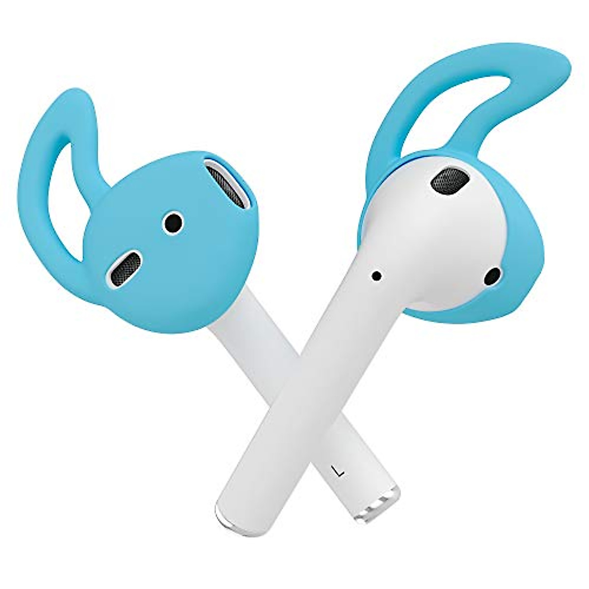Ear Hooks Covers Anti Slip Soft Silicone Tips for Earphones Headphones Universal One Size - 5 Pairs (Black, Blue, Clear, Red, White)