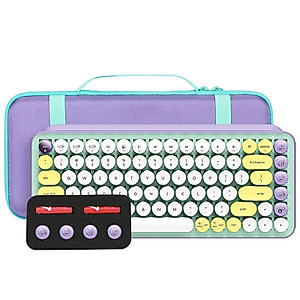 co2CREA Hard Case Replacement for Logitech POP Keys Mechanical Wireless Keyboard, Purple Case + Daydream Mint Zipper