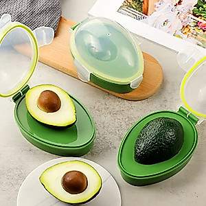 Avocado Keeper 3 Pieces Reusable Avocado Storage Container Individual Avocado Saver Avocado Pod Avocado Cover Avocado Holder Organizer for Refrigerator Fridge to Keep Avocado Fresh (Clear, Green)