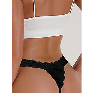 Milumia Women Sexy Panties Floral Lace Cut Out Thongs Mid Waist Underwear Briefs Black Medium