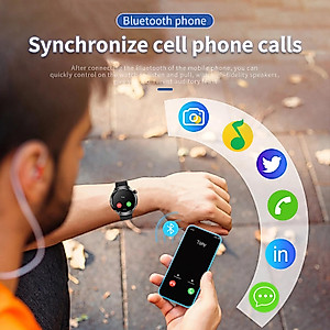 Dico Das Smart Watches with Bluetooth Call(Answer/Dial Calls), Sleep Monitor for iPhone/Android Phone,IP68 Waterproof(Black Circle)