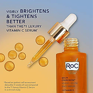 RoC Multi Correxion Revive + Glow 10% Active Vitamin C Serum for Face, Daily Anti-Aging Wrinkle and Skin Tone Skin Care Treatment, Brightening Serum for Dark Spots, 1 Fluid Ounce