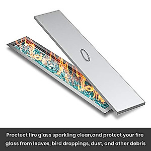Stanbroil Fire Pit Lid Fits 48 x 6 Inches Linear Drop-in Burner Pan, Solid Stainless Steel Cover for Outside Firepit
