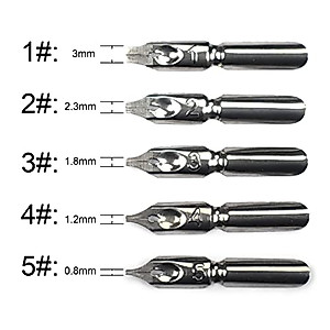 CHBC 5pcs Wooden Comic Pen Nib Holder Calligraphy Oblique Nib Pen Holder Calligraphy Pen Nib Holder Wooden Pen Nib Holder for Artist Ink Drawing Writing (Replacement nib)