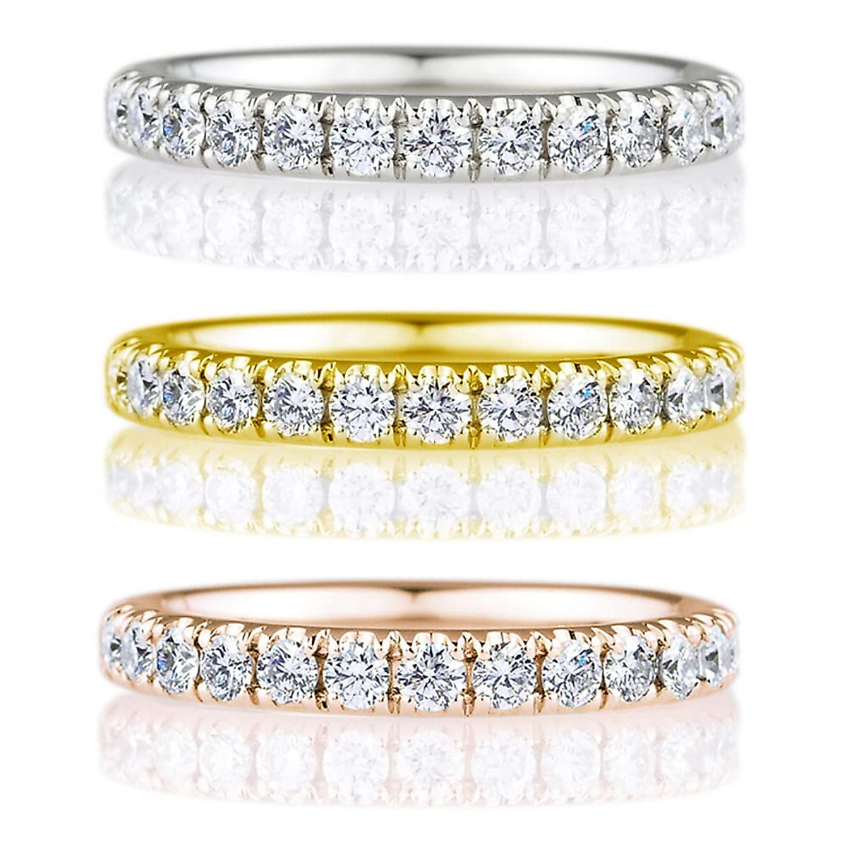 MRENITE Solid 10K/14K/18K Rose Gold 0.42 ct. t.w. Lab-grown Diamond Eternity Band for Women Round Diamonds Stackable Rings for Wedding Anniversary Engagement (D-F color, SI clarity)