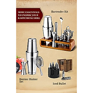 KITESSENSU Mixology Bar Kit with Stand | Complete 11-Piece Cocktail Shaker Set Bar Set for Inspired Drink Mixing Experience | Bartender Accessories for Home Bar Tools Set with Recipes Booklet