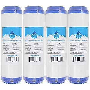 4-Pack Replacement for GE GX1S01R Granular Activated Carbon Filter - Universal 10-inch Cartridge Compatible with GE SINGLE STAGE DRINKING WATER FILTRATION UNIT - Denali Pure Brand