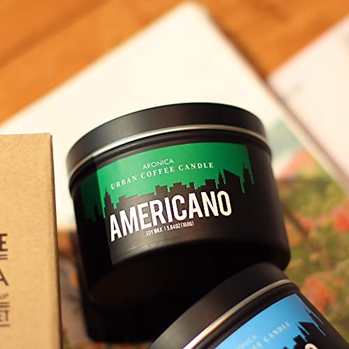 Aronica Coffee Scented Candle - Ideal for Bridal Shower, Baby Shower Hostess Gifts, Soy Candle Gifts for Men & Women, Set of 2, Americano & Espresso, Gift for Man, Father's Day Gift, Man Cave Candle