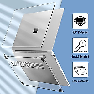 Fintie Protective Case for 13.5 Inch Microsoft Surface Laptop 5/4/3/2 with Alcantara Keyboard (Model: 1958/1950/1867/1769) - Slim Snap On Hard Shell Cover, Crystal Clear
