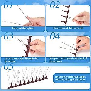 BORHOOD Bird Spikes, 16 Pack Bird Deterrent Spikes, Bird Repellent Devices Outdoor, Bird Spikes for Pigeons and Other Small Birds, Cats Squirrels Raccoons for Fence Roof Windowsill Coverage 16.4 Feet