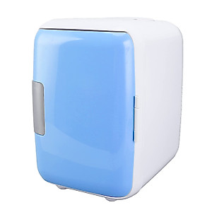 Mini Fridge, 4 Liter/6 Can Portable Thermoelectric Cooler and Warmer Refrigerators, Detachable Partition Small Refrigerator Skincare Fridge for Skincare Beverage Food Cosmetics Home Dorm Office(Blue)