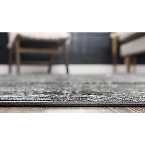 Unique Loom Sofia Collection Area Rug - Casino (6' 1" x 9' Rectangle, Dark Gray/ Ivory)