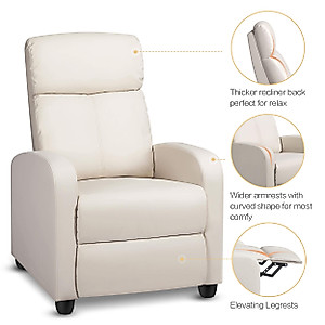Topeakmart Recliner Chair for Living Room Recliner Sofa Reading Chair Single Sofa Home Theater Seating Modern Reclining Chair Easy Lounge with PU Leather Padded Seat Backrest