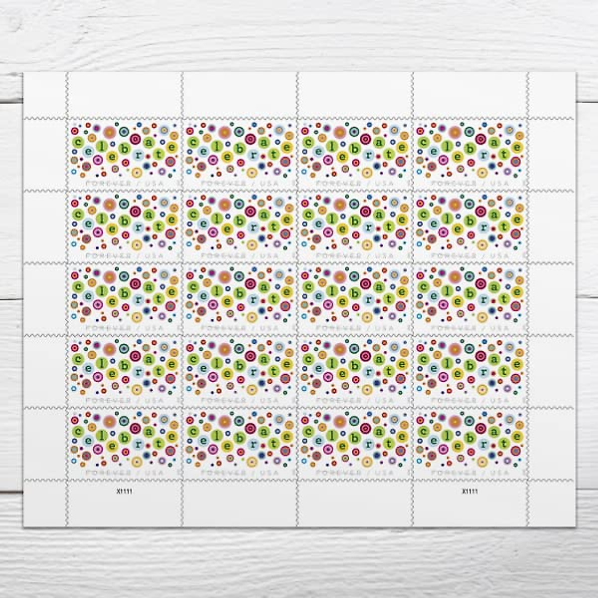 US Postal Let's Celebrate Forever First Class Postage Mailing Stamps for Invitation Wedding Celebration Party Love Valentines Graduation Announcement RSVP Scott 5434 (2 Sheet of 20) - TZ Envelope