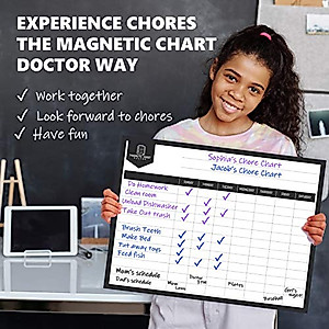 Magnetic Chore Chart for Fridge– Dry Erase Behavior Chart for Multiple Kids and Adults – Responsibility Reward White Board Chart – Children Chore Board with Magnets, 5 Markers & Eraser