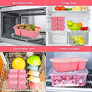 Landmore Meal Prep Containers 20 Pack 33oz 2 Compartment Food Storage Containers with Lids, Bento Box, BPA Free, Stackable/Reusable Lunch Boxes, Microwavable, Freezer and Dishwasher Safe Pink