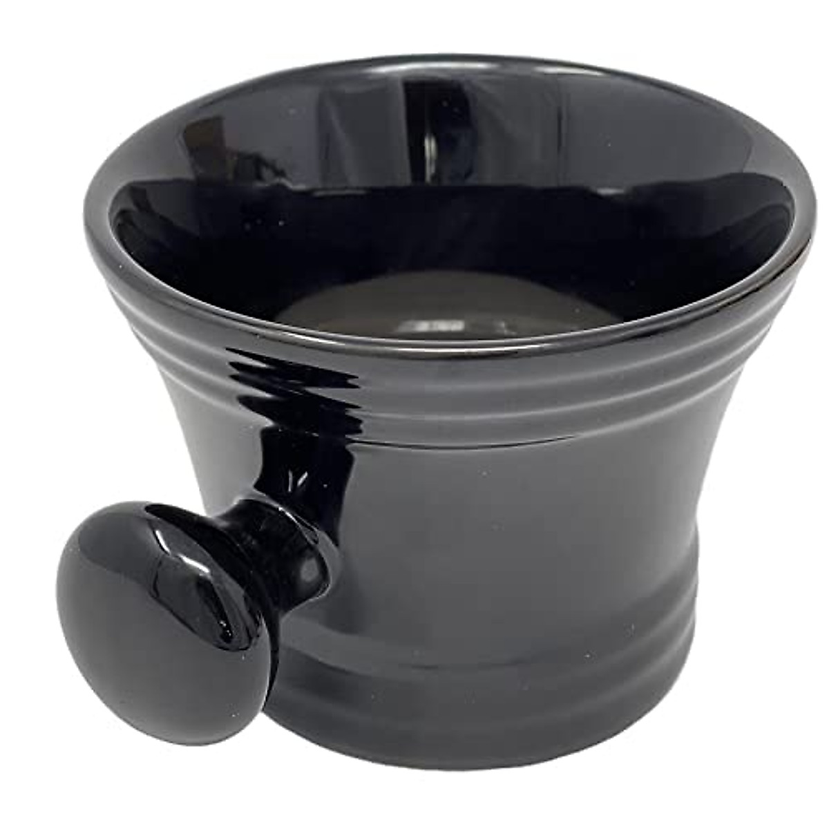 G.B.S Heavy Duty Black Ceramic Shaving Bowl, Mug with Natural Shave Soap – for use with up to 3” Shaving Soaps and Lathering Shave Cream Cup – Pommel Handle (Black)