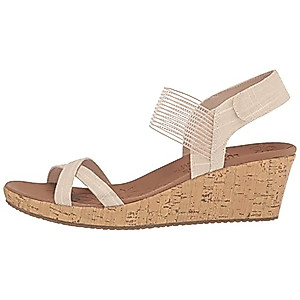 Skechers Women's Cork Wedge Sandal, Natural, 6