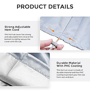 Round Hot Tub Cover 420D Polyester Waterproof Spa Covers for Hot Tub Replacement Outdoor Patio Hot Tub Protector (75" Dx12 H, Grey)