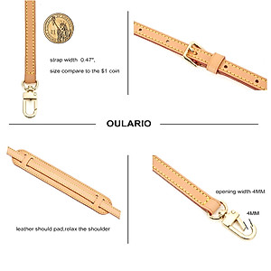 OULARIO Vachetta Leather Adjustable Crossbody Strap for Pochette Small Bags Favorite Mini NM Eva PM MM (Vachetta Leather Strap with Shoulder pad)