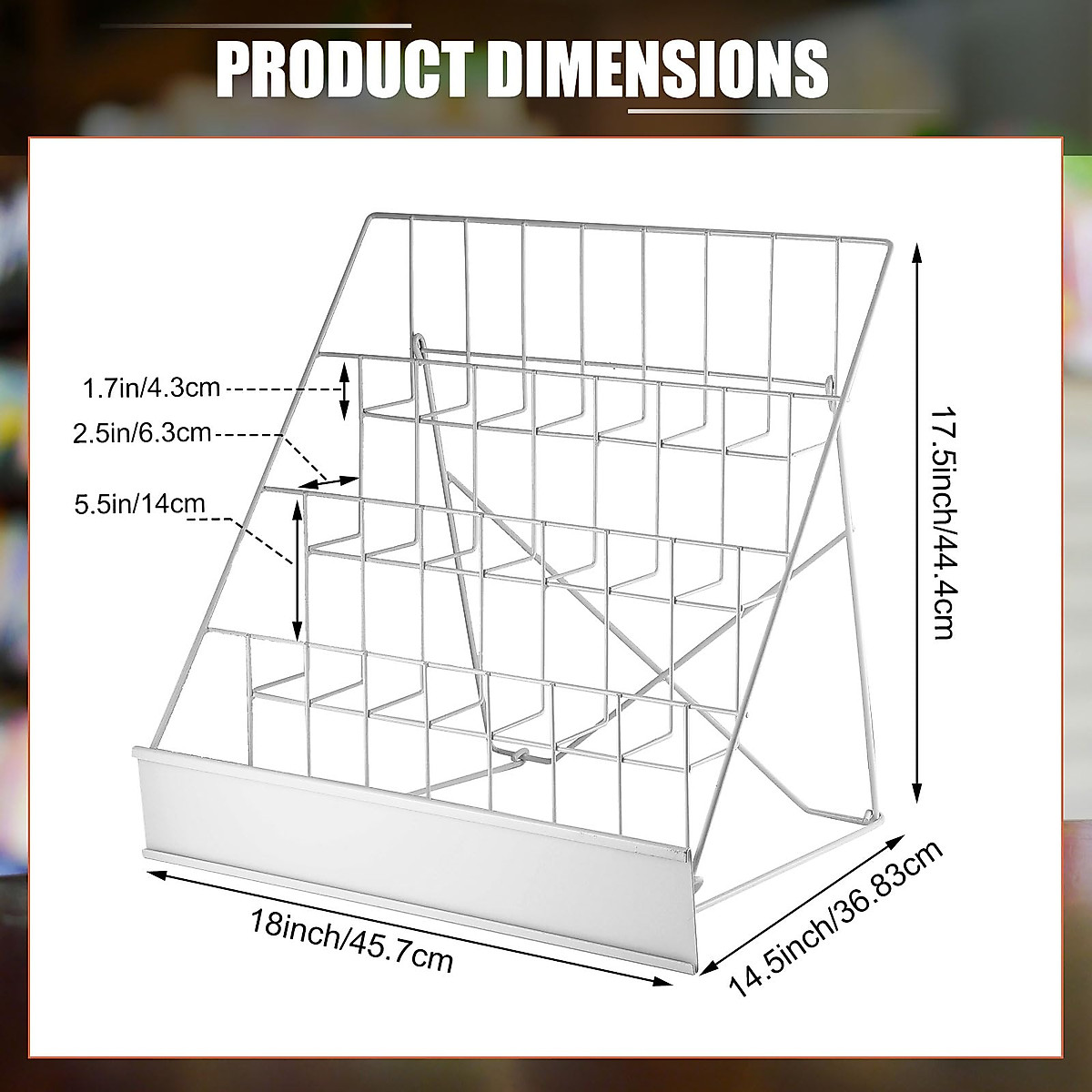 Sintuff Book Display Rack 4-Tiered Book Display Stand 18" Book Signing Wire Rack Tabletop Cd Display Countertop Comic Book Magazine Rack for Library Classroom Picture Literature Brochure(White)