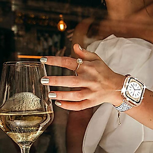 NewWays 2-Pack Bling Compatible for Apple Watch Cases 40mm SE 2022 Series 6 5 4, Protective Bumper for iWatch SE Series 4/5/6 (40mm, Rose Gold/Clear)