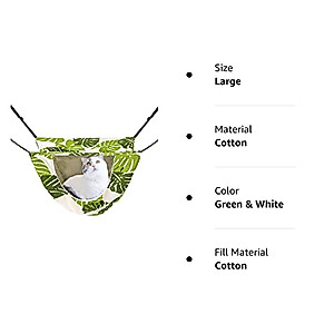 ONENIN Cat Cage Hammock,Hanging Soft Pet Bed for Kitten Ferret Puppy Rabbit or Small Pet,Double Layer Hanging Bed for Pets,2 Level Indoor Bag for Spring/Summer/Winter (Green & White)