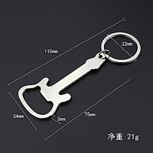 ARFUKA Bottle Opener Keychain Guitar Shaped Soda Beer Bottle Opener Keyring Novelty Beverage Bottle Opener Key Ring, Women Men Gift for Christmas and Birthday Silver