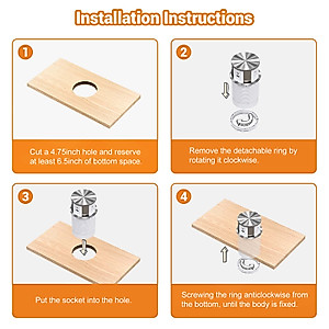 Pop Up Outlet for Countertop, Retractable Recessed Power Strip with 3 Outlets 1 USB A 1 USB C Port, Automatic Pop Up Outlet for Office Kitchen Island, White