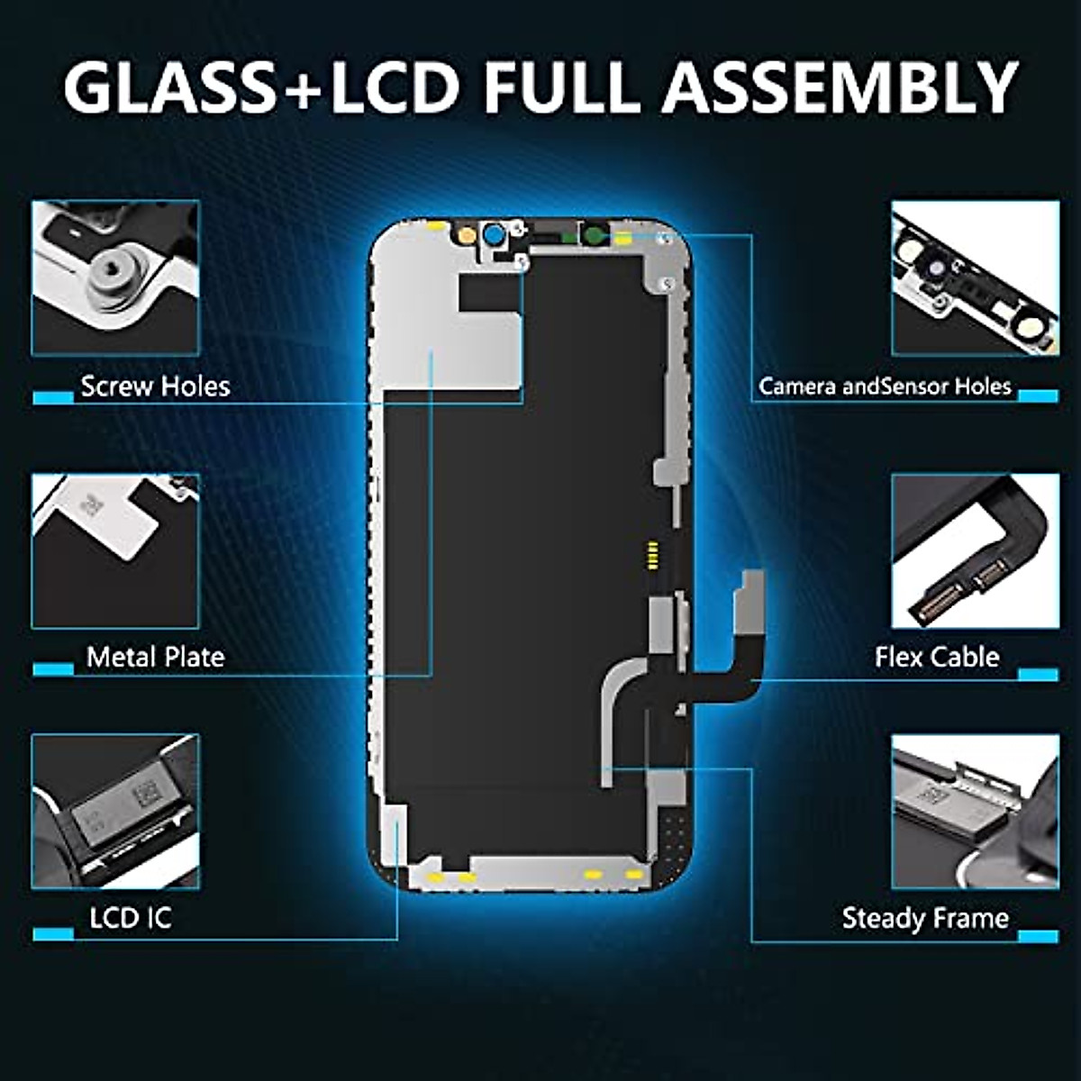 BetterDIY for iPhone 12/12pro Screen Replacement,FHD 6.1 inch 3D Touch LCD Screen Display Digitizer,Repair Tool Kits+Magnetic Screw Mats+Waterproof Frame Adhesive Sticker+Screen Tempered Protector