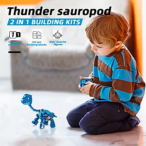 Building Kit Transforming Toys STEM Building Blocks 2 in 1 Construction Toys for Kids Building Set for Boys and Girls Age 6 7 8 9 10 Years (Thunder Sauropod)