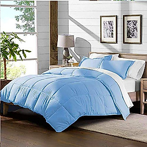 Soft Bed in Bag 1000 Series Egyptian Cotton 5 Piece 500 GSM Warm Comforter Set (Comforter + Flat Sheet + Fitted Sheet 10" Deep + 2 Pillow Cases) Bedding Set Twin XL Light Blue