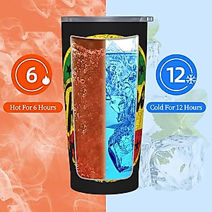 VKKOEWL Jamaican Reggae Logo Stainless Steel Insulated Tumbler 20 Oz Travel Water Bottle Coffee Mug Drink Cup With Lid Straw