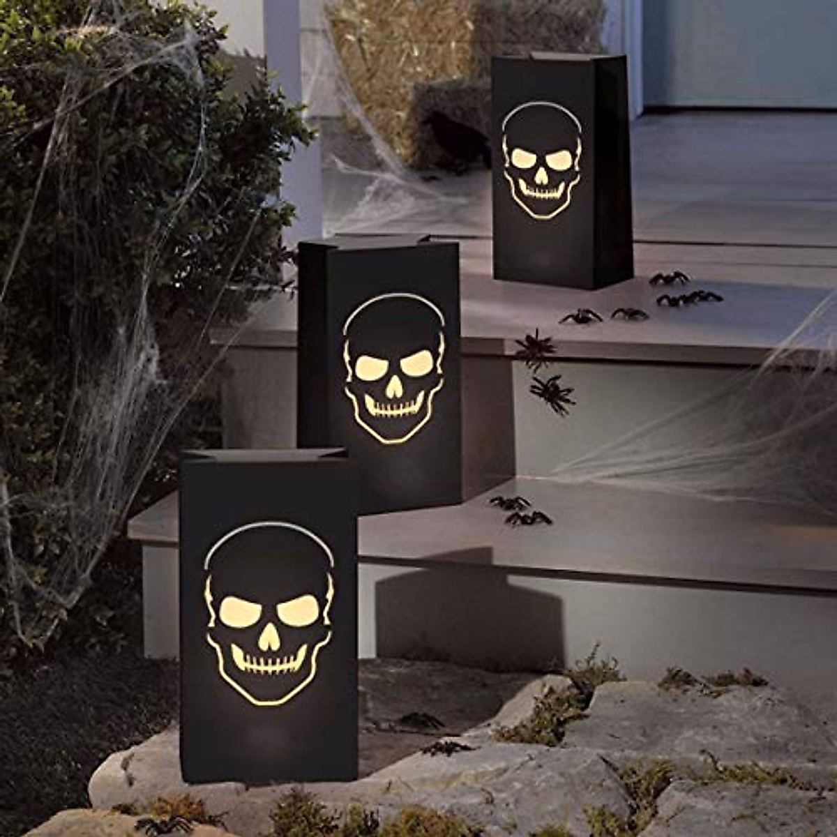 Amscan Boneyard Luminary Bags 11 1/8"H x 6"W x 3 5/8"D, Black