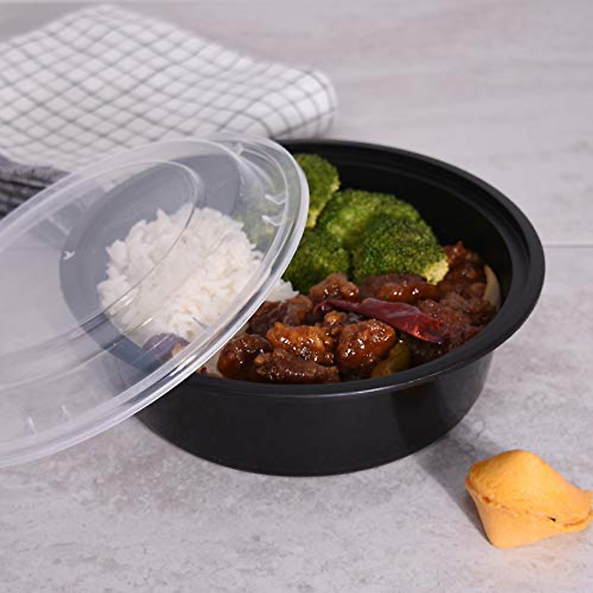 TRIPAK Plastic Microwaveable Food Containers with Lids 32 oz | BPA Free | Stackable | Leakproof | Microwave/Dishwasher/Freezer Safe