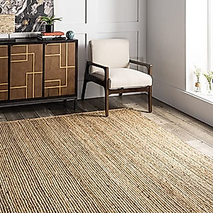 nuLOOM Rigo Hand Woven Farmhouse Jute Area Rug, 6x9, Natural