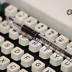 Pentel® R.S.V.P.® Ballpoint Pens, Fine Point, 0.7 mm, Clear Barrel, Blue Ink, Pack of12