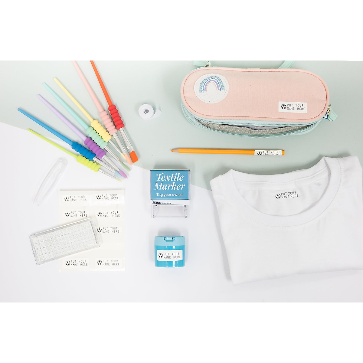 Mine Stamp Clothing Marker, Suitable for Books & Accessories, Personalize Garment, Childrens School Uniform/Clothes/Clothing Labels for Kids/Children, no Need to sew, for School Wear.