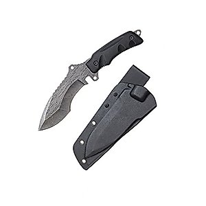 Wartech S-3020 Milspec Tactical Overall Full Tang Stonewash Blade with ABS Handle Hunting Knife, 11", Black