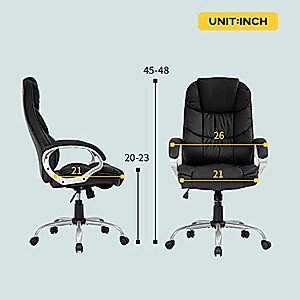Ergonomic Office Chair Computer Chair Computer Chair with Armrests Lumbar Support PU Leather,Black