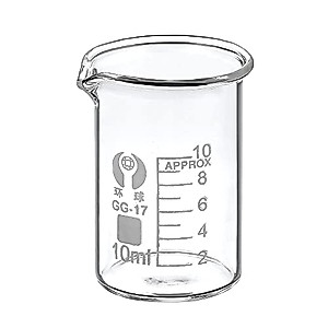 PATIKIL 10ml Low Form Glass Beaker, 3.3 Borosilicate Glass Graduated Printed Scale Measuring Cups with Spout for Kitchen Lab Liquids Transit Boiling