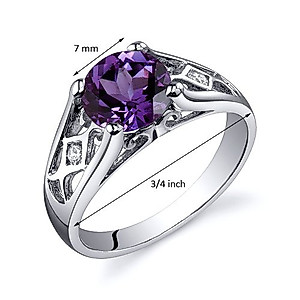 PEORA Simulated Alexandrite Cathedral Solitaire Ring for Women 925 Sterling Silver, 1.75 Carats Round Shape 7mm, Size 9