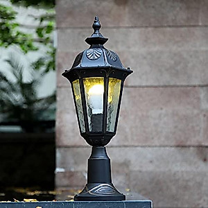 MODEBHD 55cm, Outdoor Pillar Lantern Balcony Courtyard Vintage Street Garden Lamp Antique European Waterproof Luminous Column Lamp Retro Garden Exterior Villa Doorway Post Light Fixture Wall Post Ligh