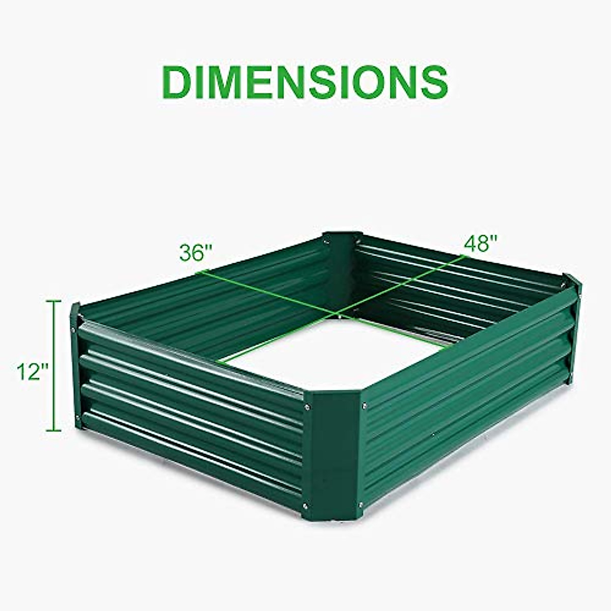 GROWNEER 4 x 3 x 1 Feet Green Metal Raised Garden Bed with 4 Pcs Garden Stakes, 1 Pair of Gloves and 15 Pcs Plant Labels, Elevated Planter Box for Vegetables, Fruits, Flowers, Herbs