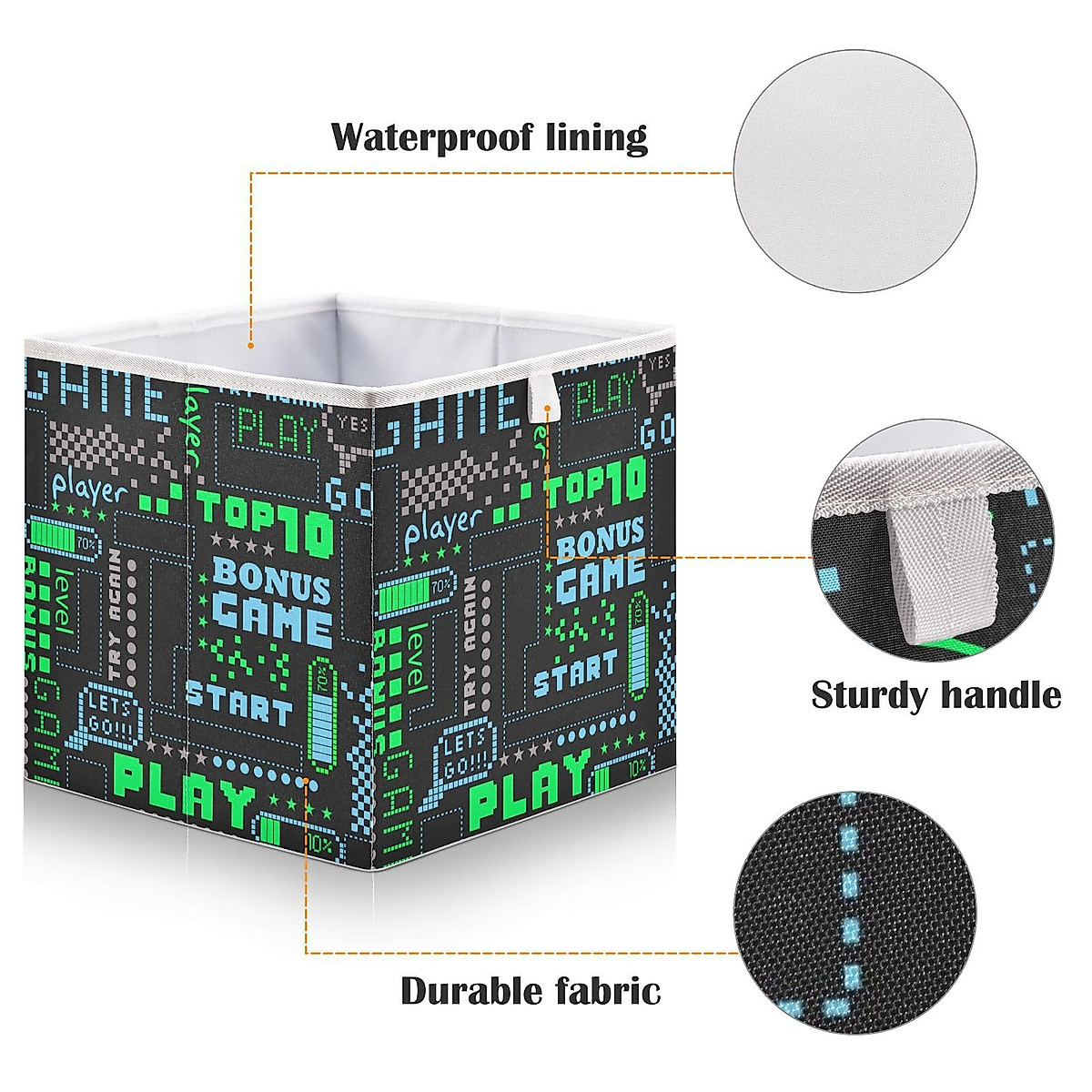 QUGRL Video Game Controller Storage Bins Organizer Gamepad Joysticks Foldable Clothes Storage Basket Box for Shelves Closet Cabinet Office Dorm Bedroom 15.75 x 10.63 x 6.96 in