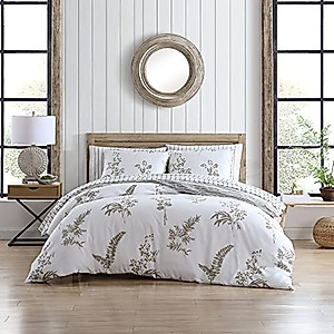Stone Cottage - Comforter Set, Reversible Cotton Sateen Bedding with Matching Shams, All Season Home Decor (Willow Tan/Beige, King)